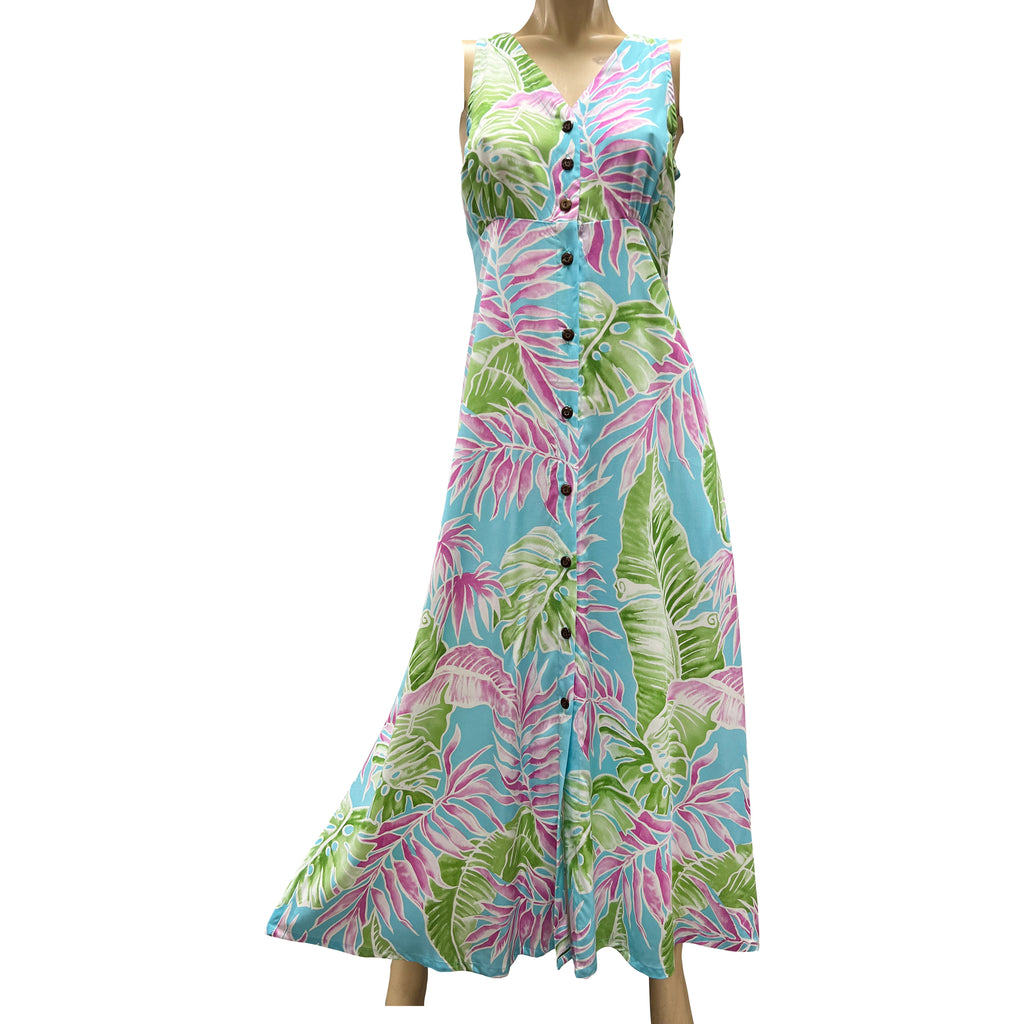Hawaiian Tank Dress Long [190 Cabana Palms] – Halehawaiian