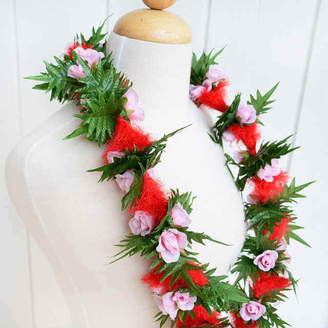 Hawaiian Hula Supplies Flower Lei [Ohialehua w/Rose] – Halehawaiian
